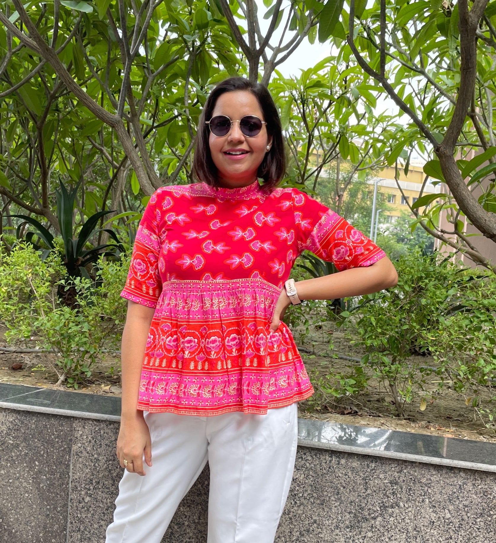 Red Fit and Flair Top- M, L